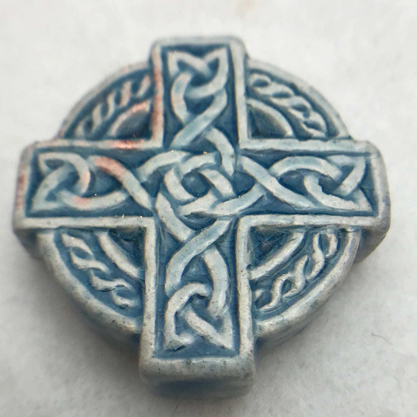 Celtic Cross Peruvian Ceramic Bead, Blue, 56x43mm – EOS Designs Studio